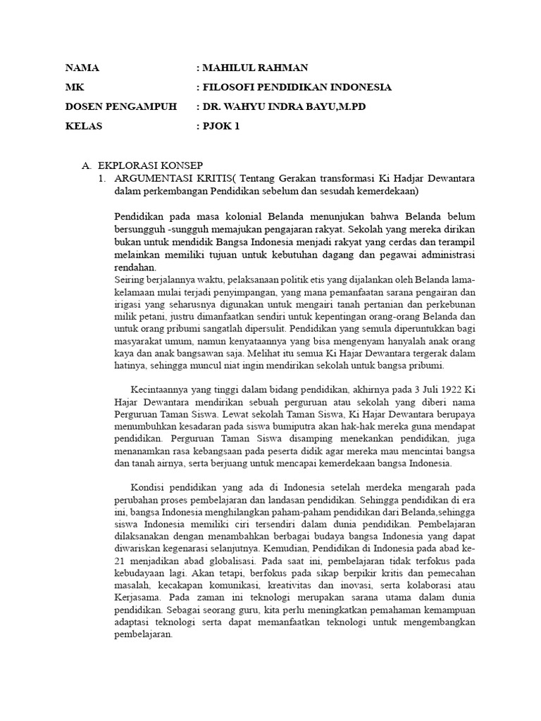 FPI Tugas Ekplorasi Konsep (Argumentasi Kritis) | PDF