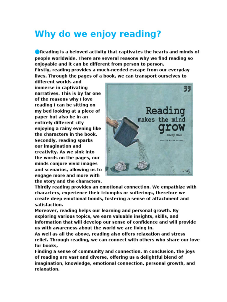 Why Do We Enjoy Reading - Sarina - Bohluli | PDF