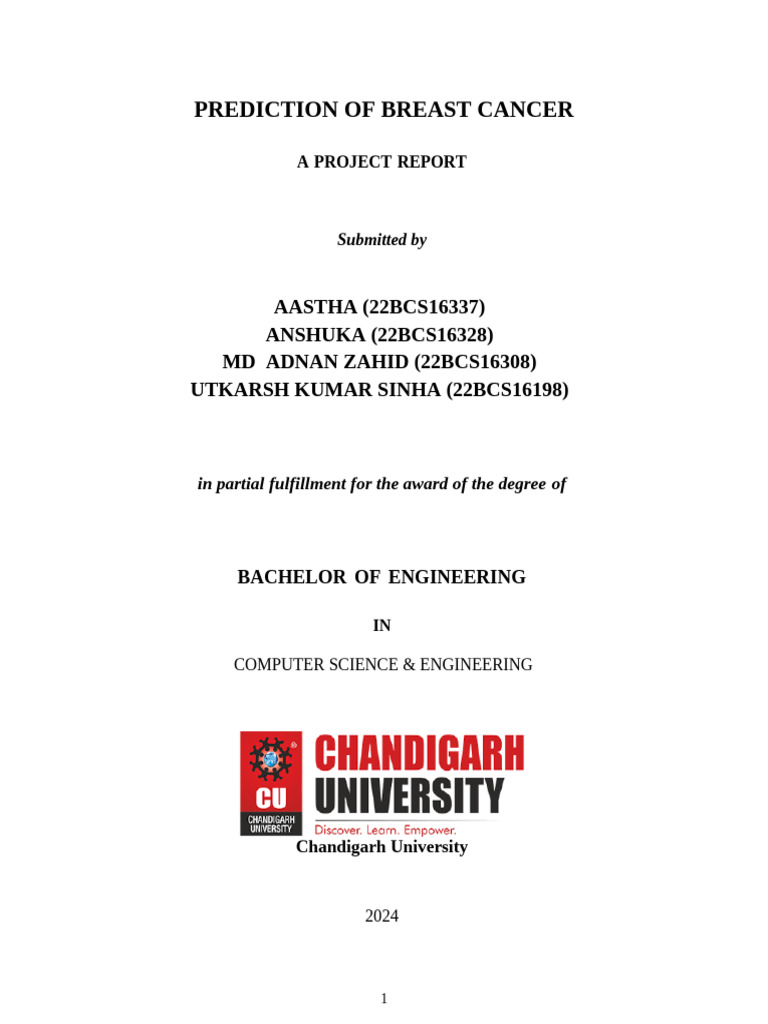 Breast Cancer Prediction Final Report | PDF