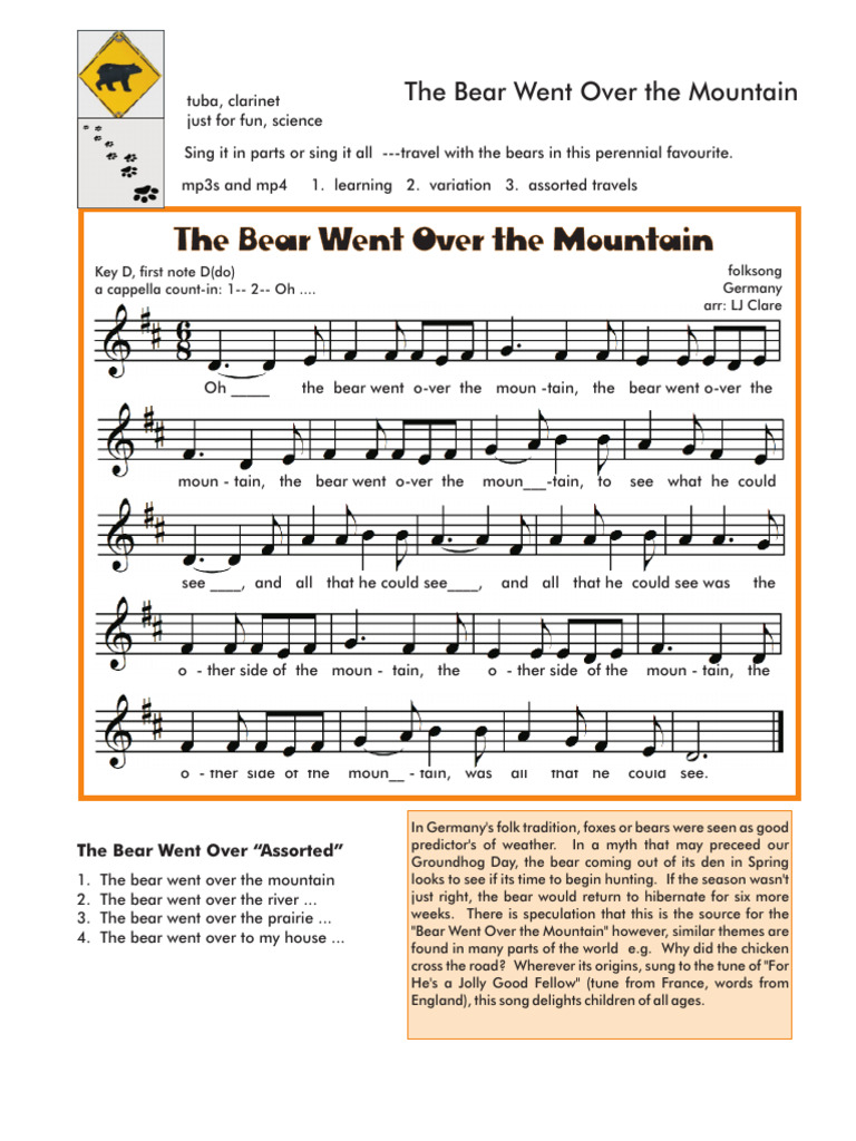 The Bear Went Over the Mountain Song | PDF | Conducting | Performing Arts