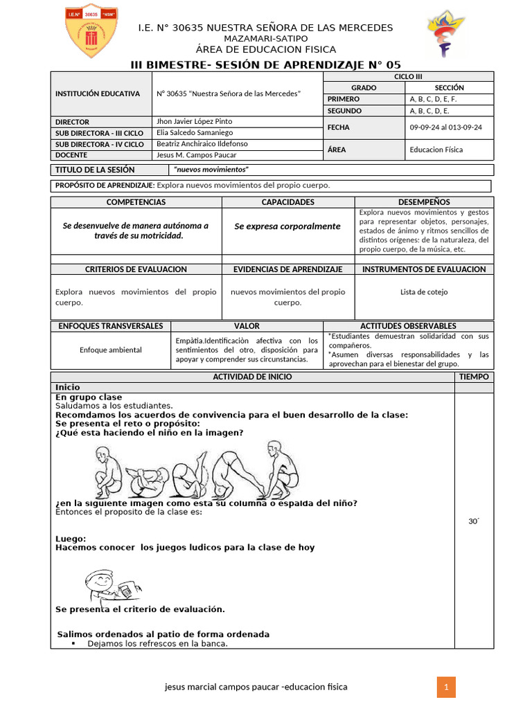 Sesión de Aprendizaje 05 ED. FISICA III-BIM | PDF