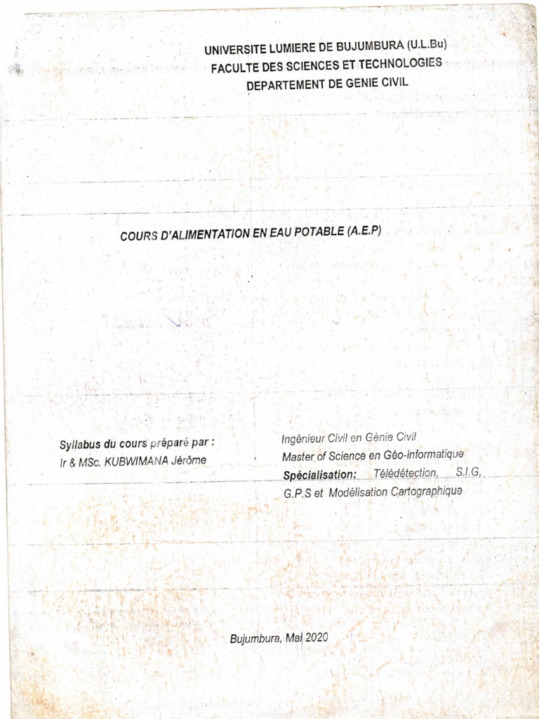 Alimentation en Eau Potable | PDF