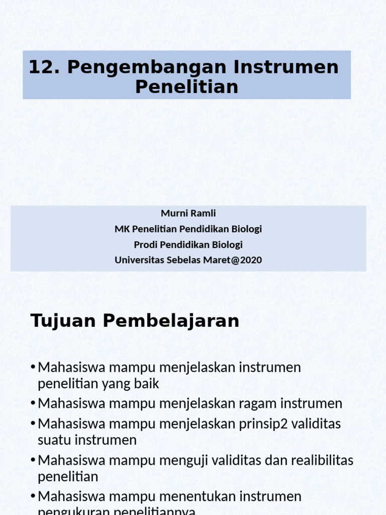 12 Instrumentasi Penelitian | PDF