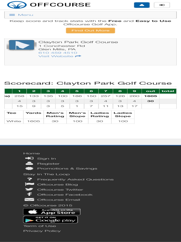 Clayton Park Golf Course Scorecard Offcourse Golf Scorecard and GPS | PDF