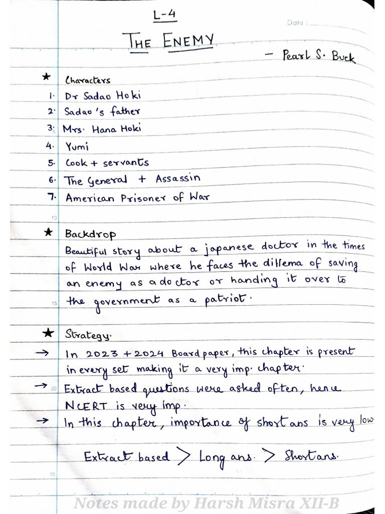 The Enemy - Notes HM | PDF