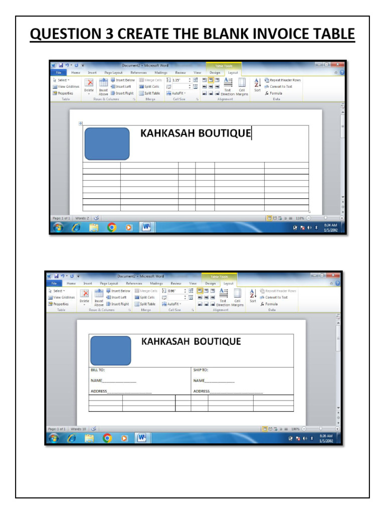 Question 3 Create The Blank Invoice Table | PDF