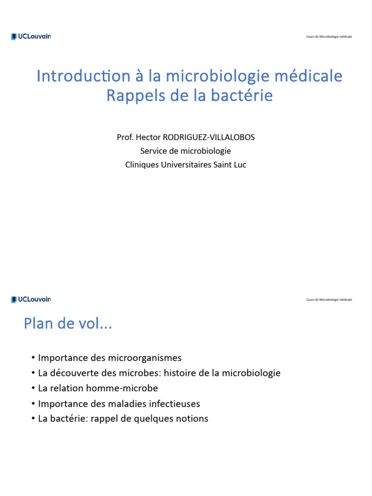 MICRO UCL 2024 Introduction À La Microbiologie-Bactérie | PDF