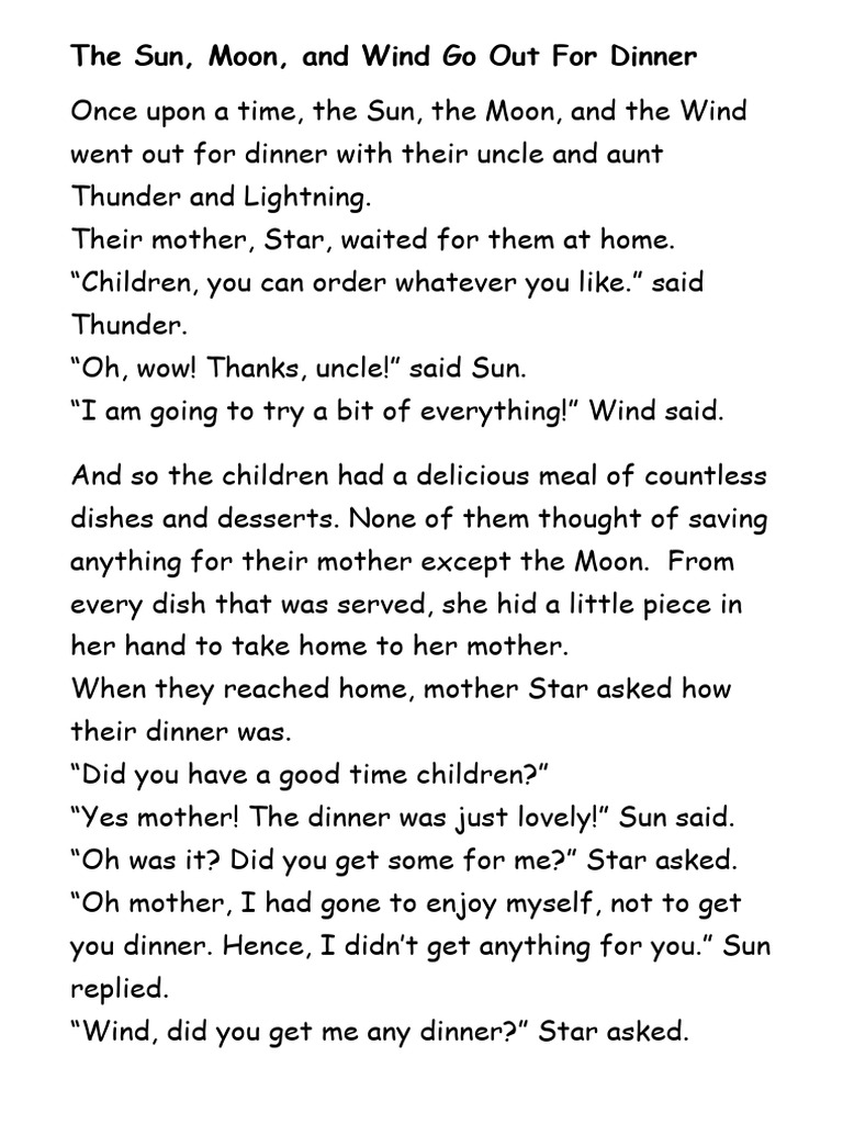 THE SUN, MOON AND WIND GO OUT FOR DINNER - Kids Hut Stories - Animated ...