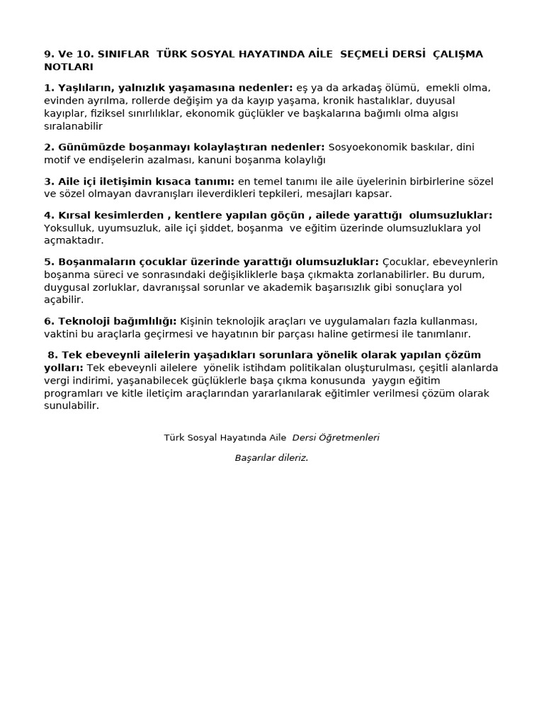 Türk Sosyal Hayatında Aile. | PDF