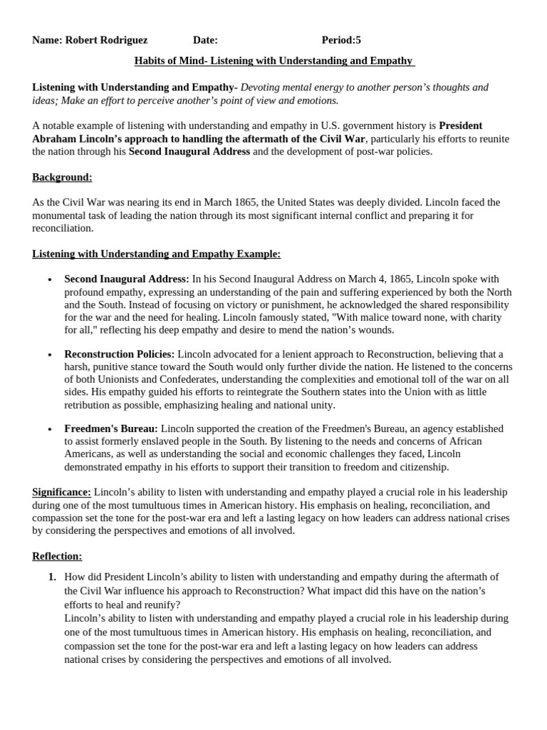 Listening With Understanding and Empathy | PDF