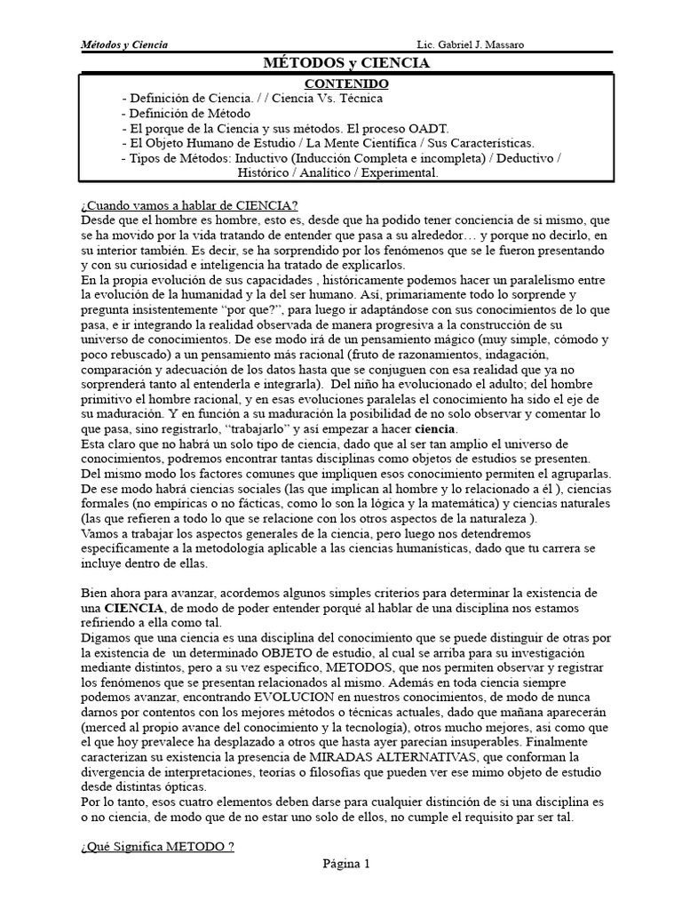 METODO y Ciencia (Ficha) V2017 - Version | PDF