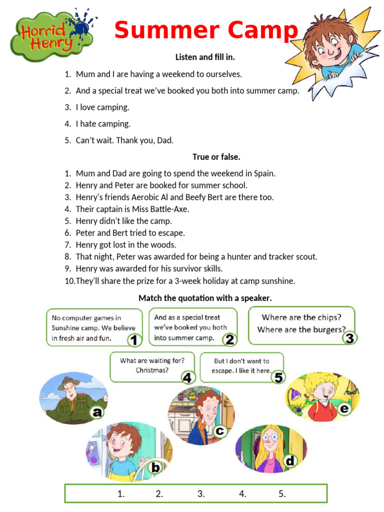 Horrid Henry Summer Camp | PDF | Camping | Youth Organizations