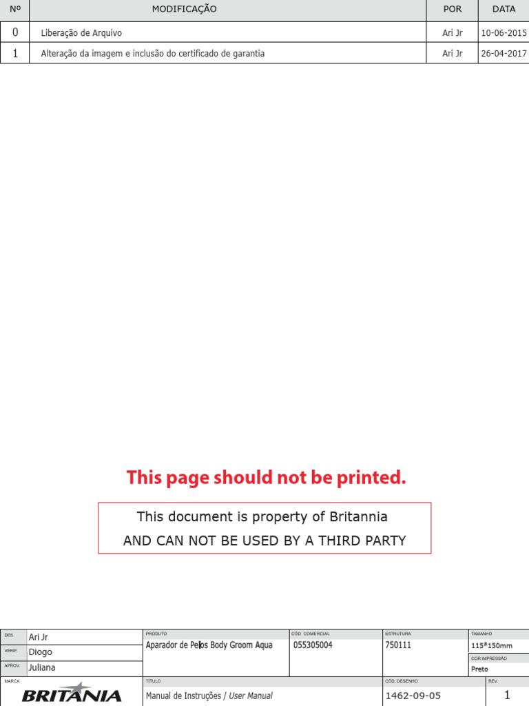 Manual Aparador de Pelos Body Groom Aqua Biv - 055305004 | PDF