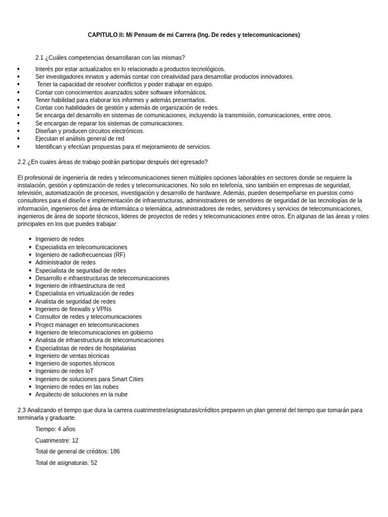 CAPITULO LL MI PENSUM DE MI CARRERA | PDF