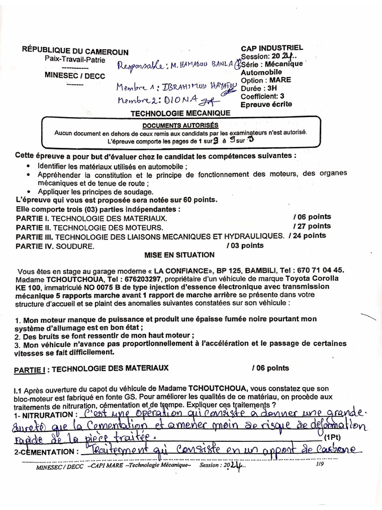 Harmonisé Techno Meca Cap 2024 | PDF
