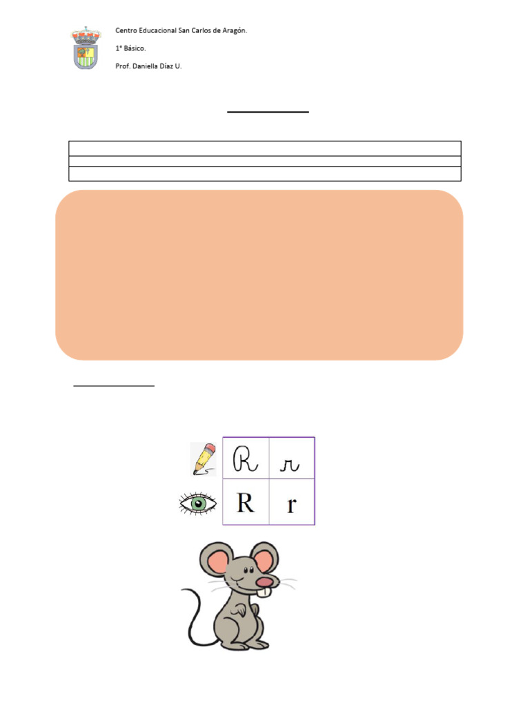 1° Básico Lenguaje Guía Consonante R | PDF
