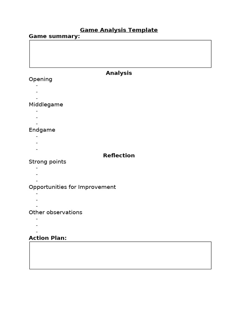 Chess Game Analysis Template Guide | PDF