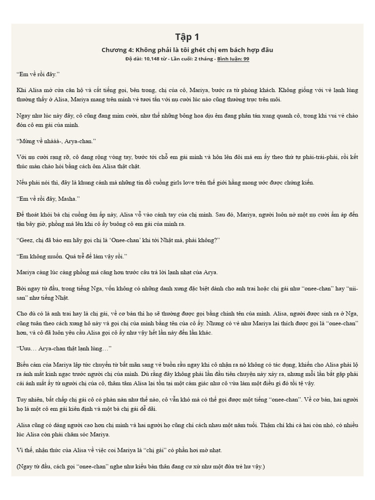 CH NG 4: Không PH I Là Tôi Ghét CH em Bách H P Âu | PDF