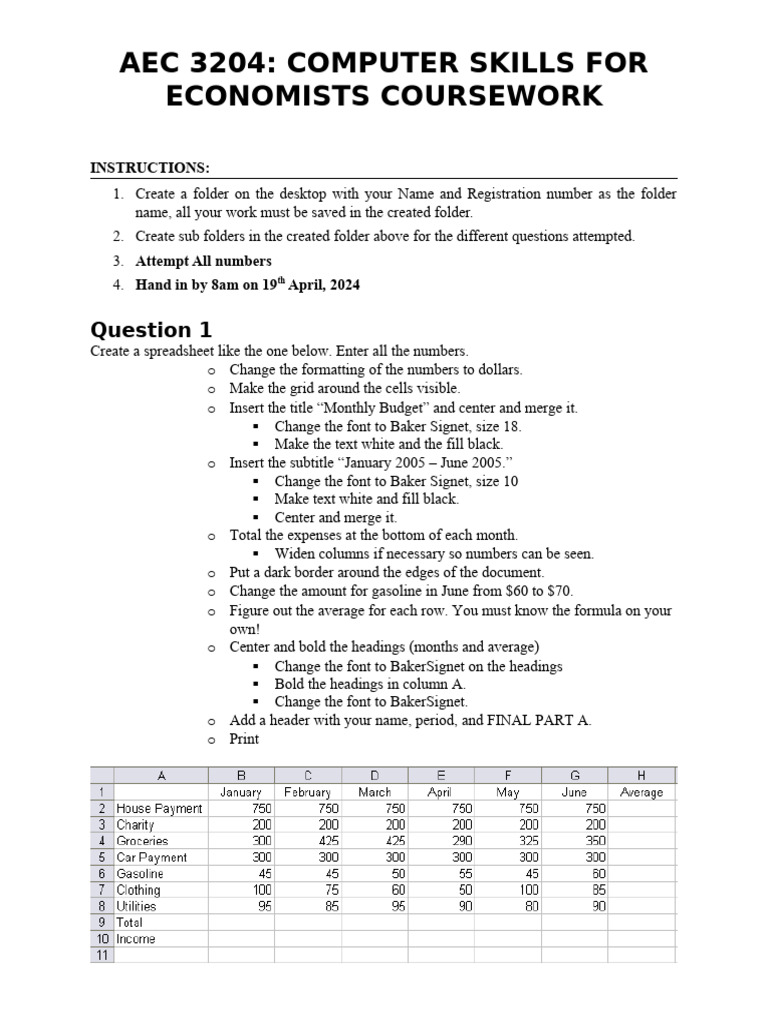 Coursework For Computer Skills | PDF | Chart | Employment