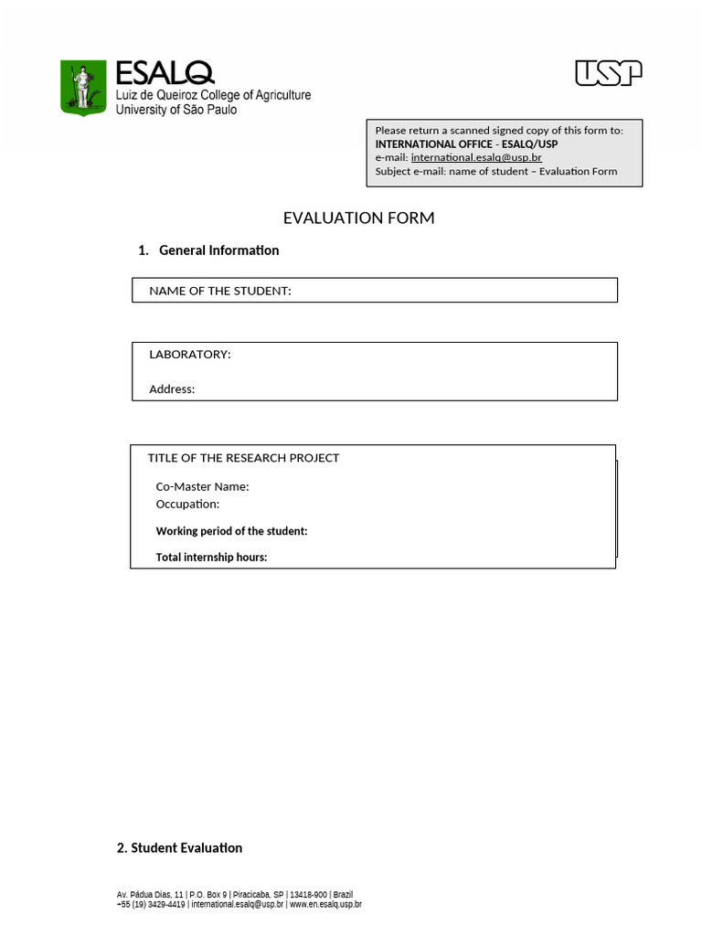 Internship Evaluation Form Pdf