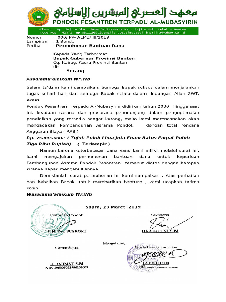 Contoh Proposal Sarpras Pondok FSPP | PDF