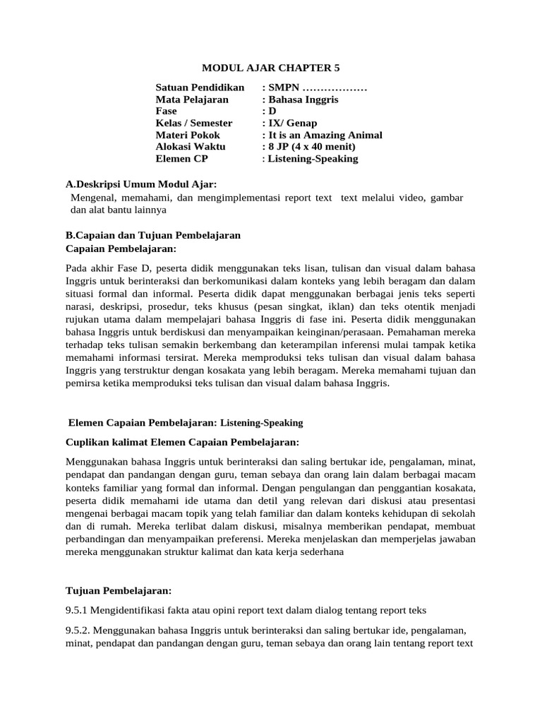 Modul Ajar Chapter 5 | PDF