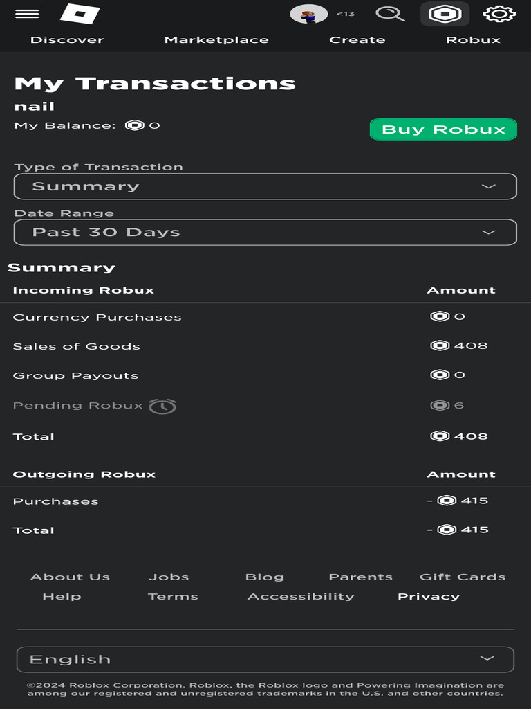 My Transactions - Roblox | PDF