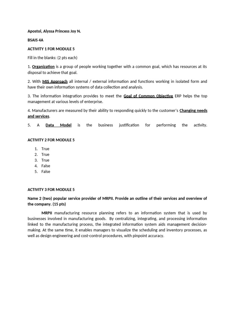 Erp Lec Module 5 - Apostol - Alyssa | PDF