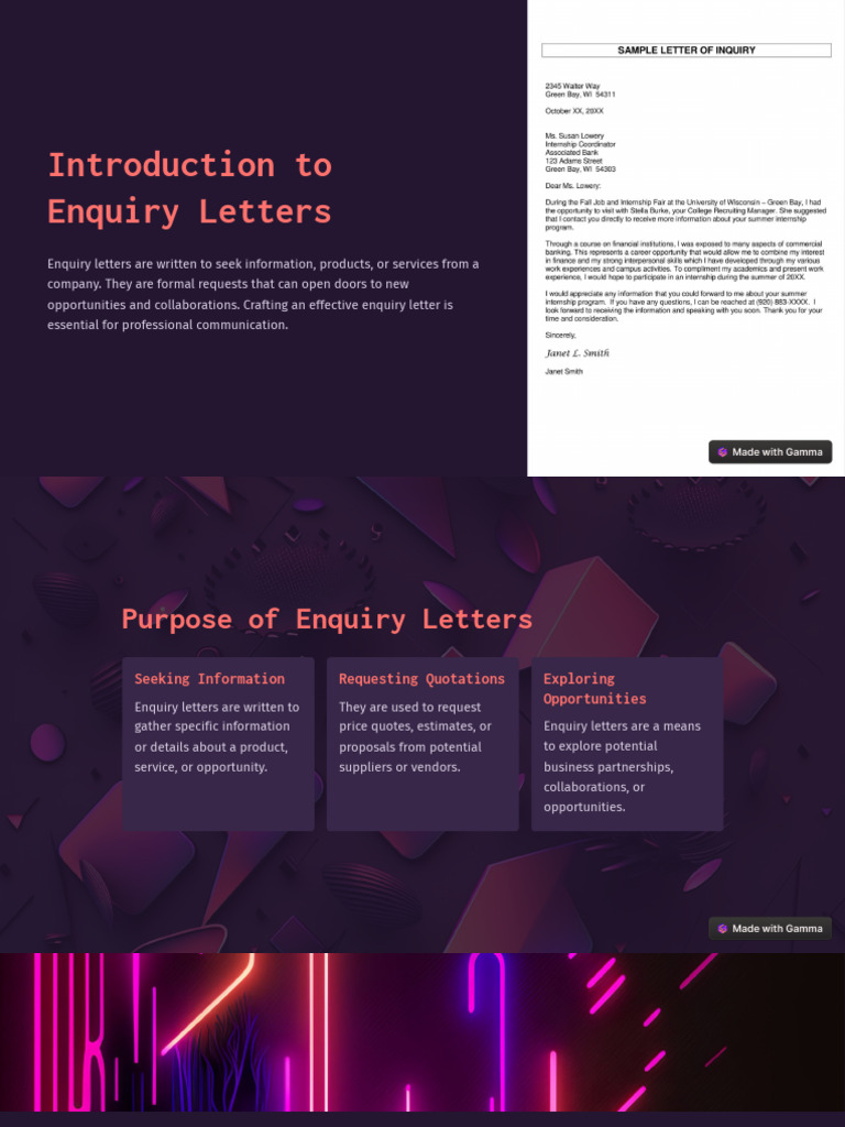 Introduction To Enquiry Letters | PDF