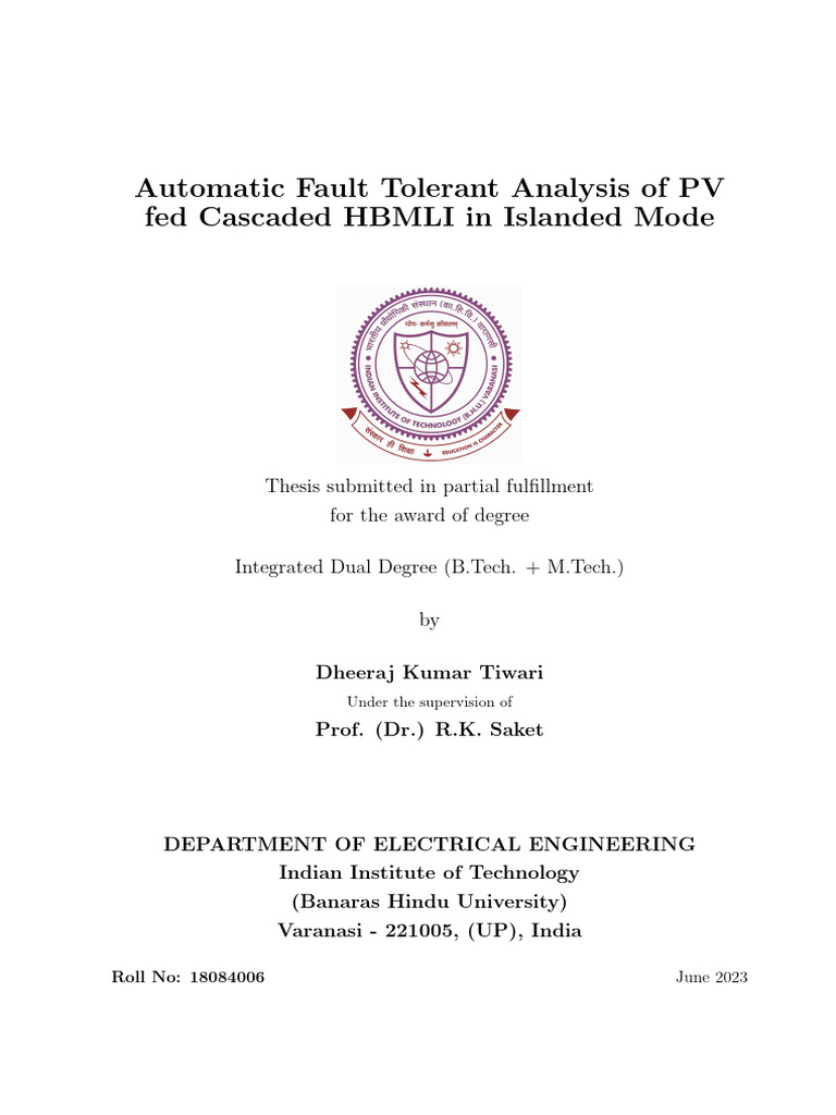 Dheeraj Thesis 18084006 | PDF | Power Inverter | Photovoltaic System