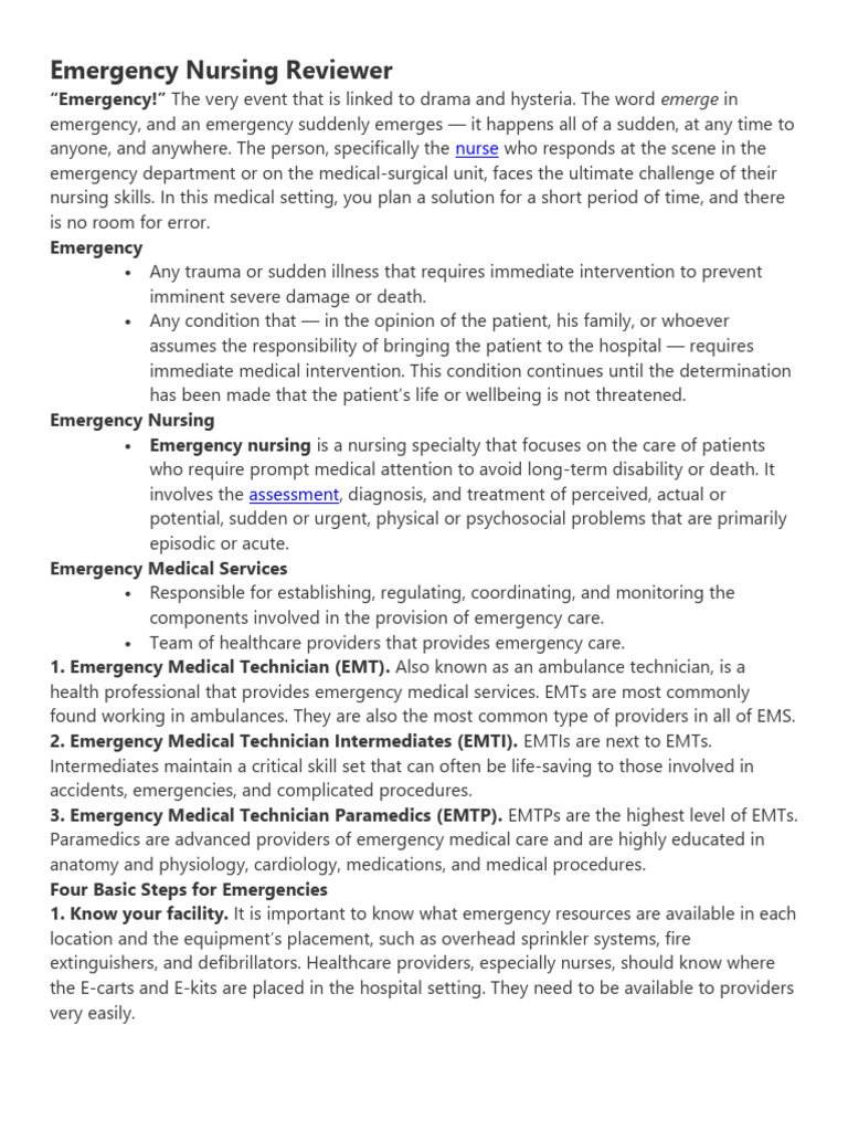 Emergency Nursing Notes | PDF