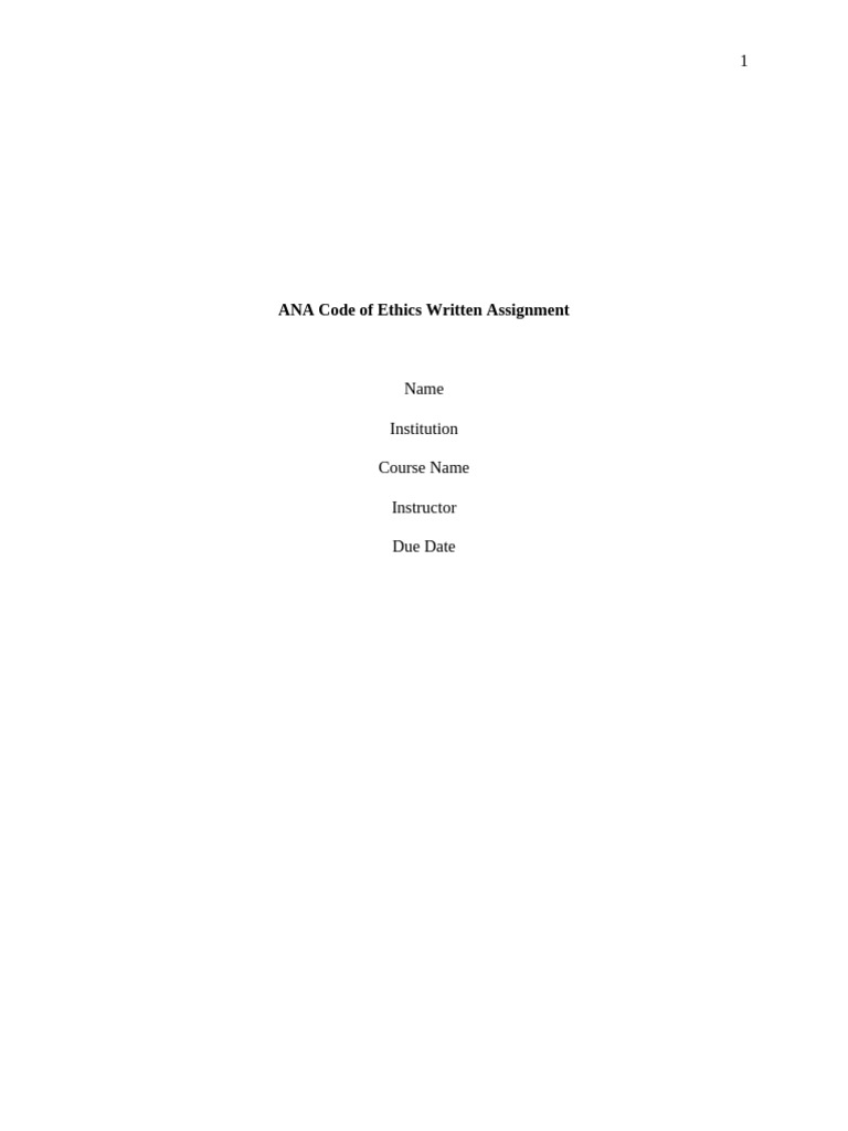 ANA Code of Ethics Written Assignment | PDF