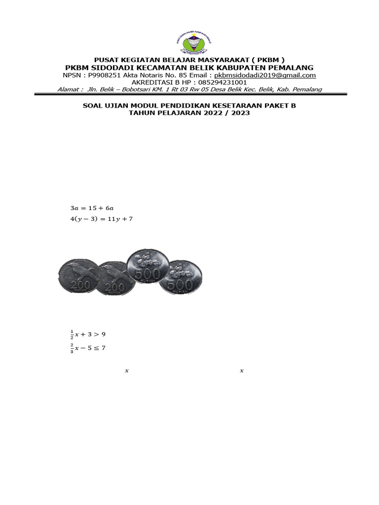Soal Ujian Modul 2 Dan 3 Matematika VII | PDF