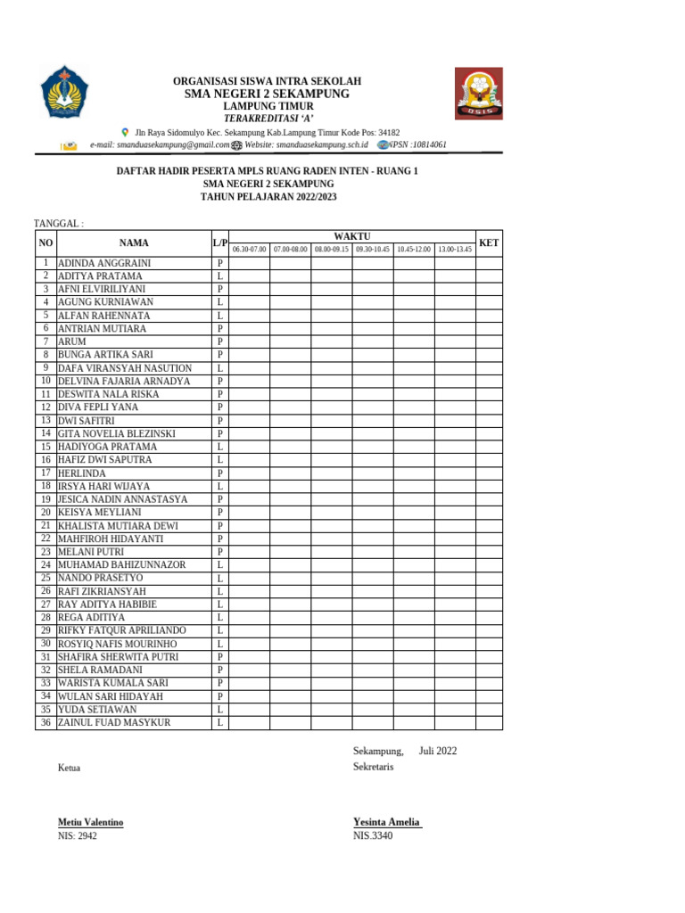 Absen MPLS 2023 | PDF