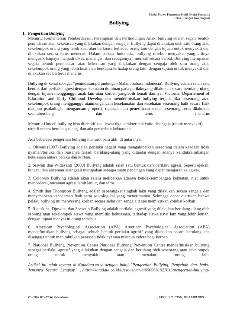 Materi Pengertian Bullying | PDF