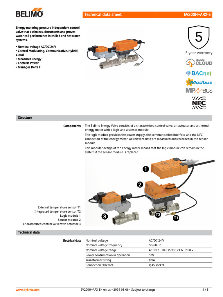 Belimo EV200H ARX-E Datasheet En-Us | PDF