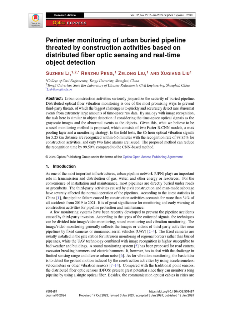 Perimeter Monitoring of Urban Buried Pipeline Threated by Construction Activities Based On ...