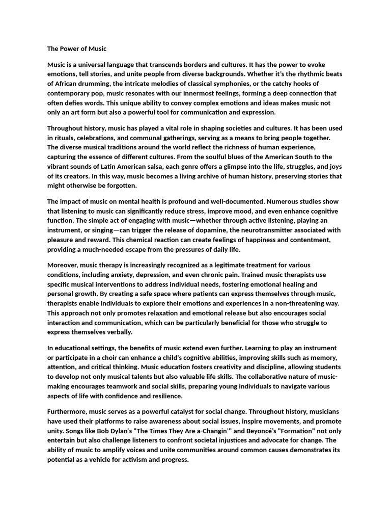 The Power of Music | PDF