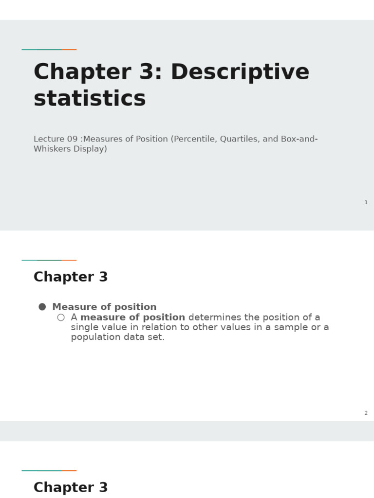 Lecture 09 CH 3 Percentiles, Quartiles, and Box-And-Whiskers Displays | PDF