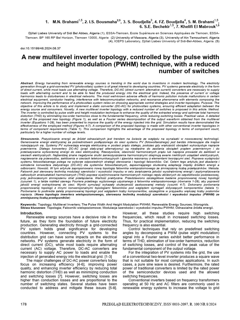 A New Multilevel Inverter Topology, Controlled by The Pulse Width and Height Modulation (PWHM ...