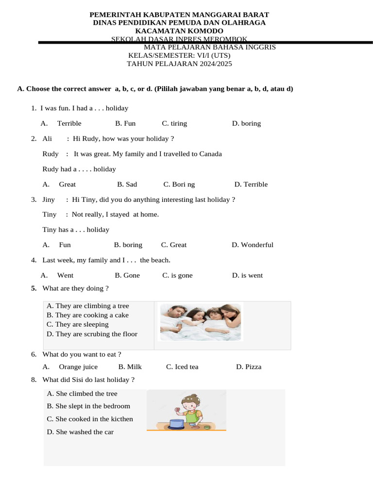 Uts - Smster 1 - Class - 6 - 2024-2025 | PDF