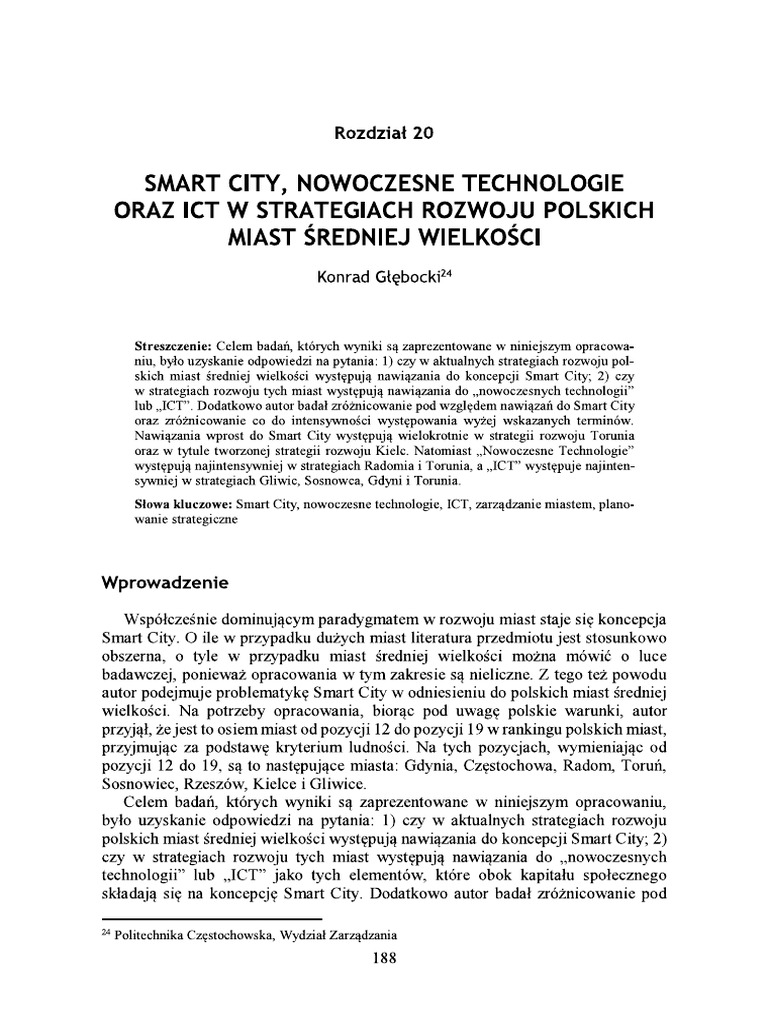 SMART CITY Nowoczesne Technologie o | PDF