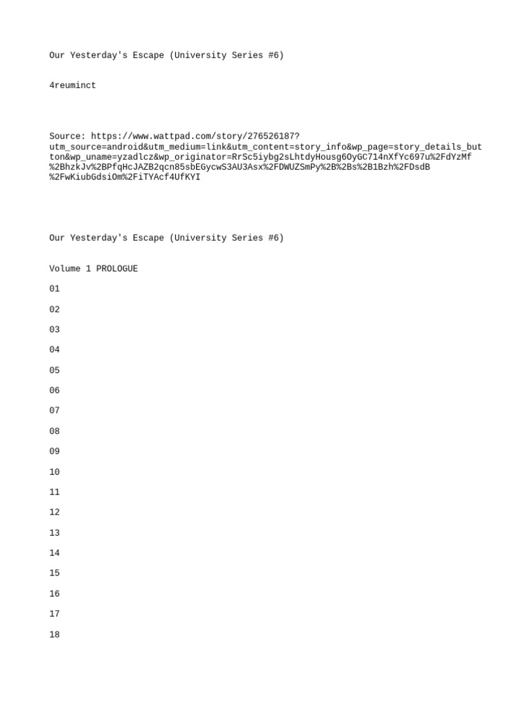 Our Yesterday's Escape (University Series 6) - 4reuminct | PDF