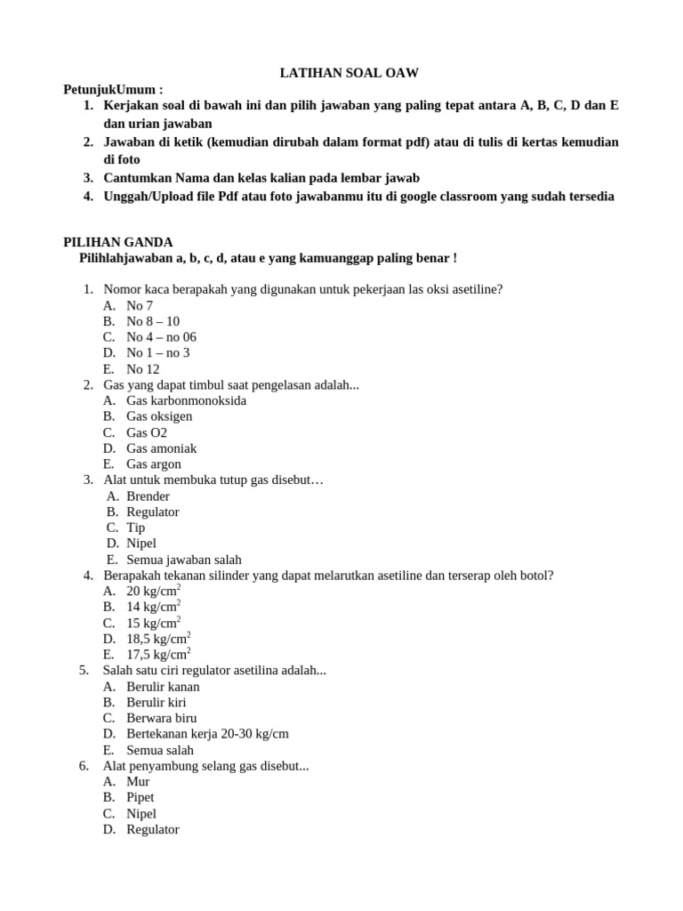 Latihan Soal Oaw | PDF