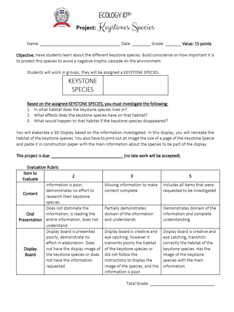 Keystone Species Project | PDF