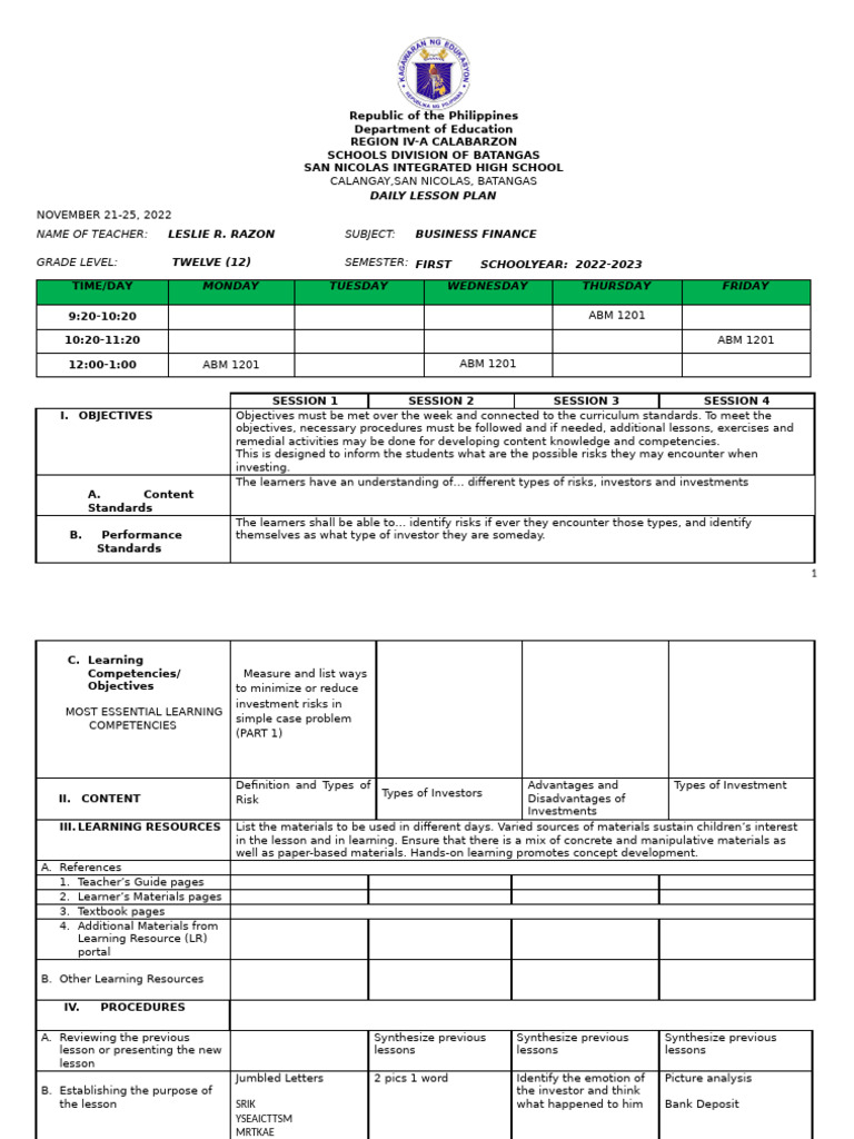 DLP-Business-Finance-W3 4 | PDF | Investing | Career & Growth