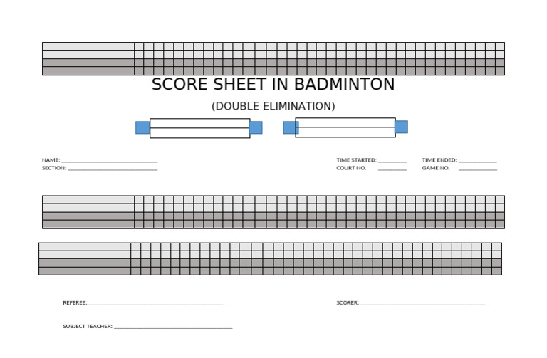 Score Sheet in Badminton | PDF