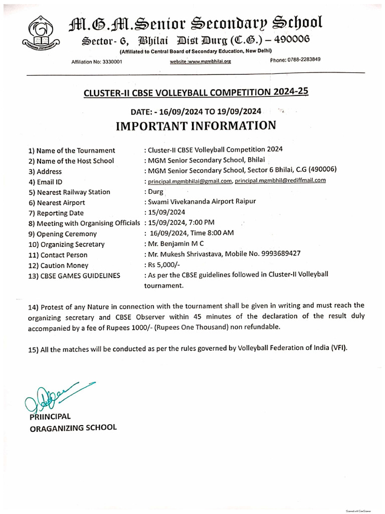 Details Registration Form Cbse Cluster Ii Volleyball Competition 2024 ...