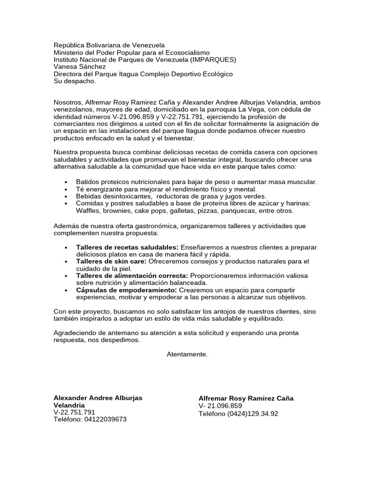 Carta Parque Itagua | PDF