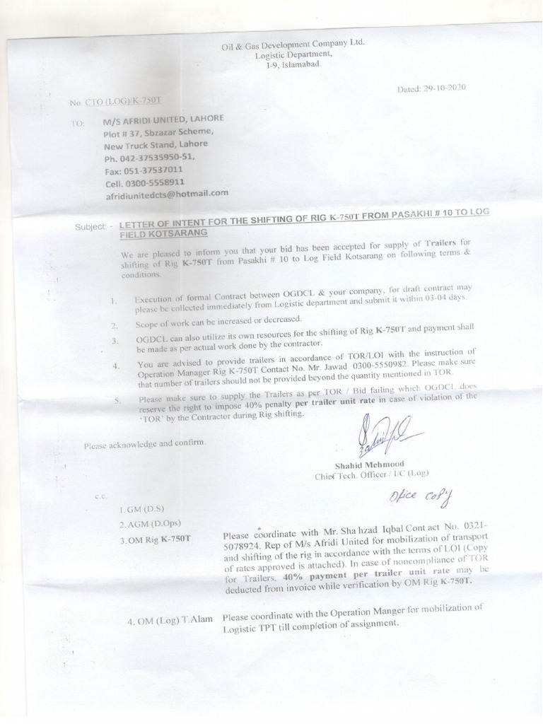 Loi (Signed) K-750t Ogdcl | PDF